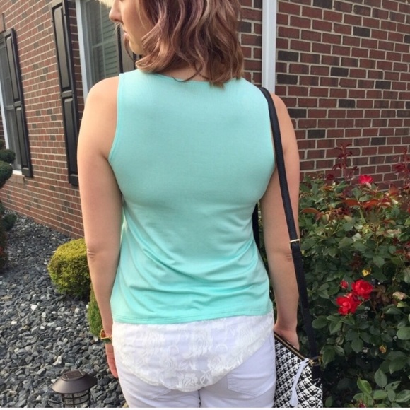 Tops | Mint Lace Trim Tank | Poshmark